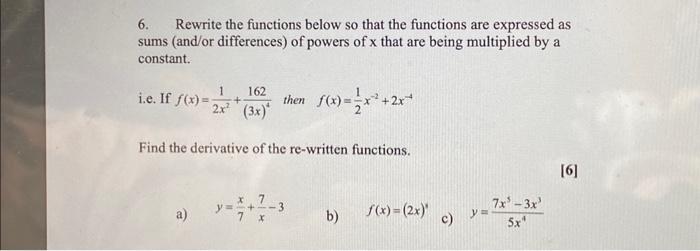 Solved 6. Rewrite the functions below so that the functions | Chegg.com