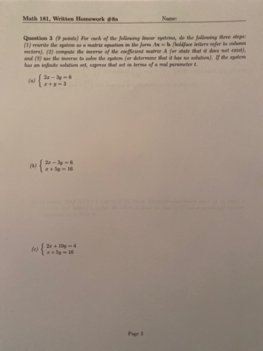 Solved Math 181, Written Homework #8a Name: Question 3 (9 | Chegg.com