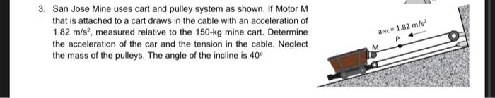 Solved 3. San Jose Mine uses cart and pulley system as | Chegg.com