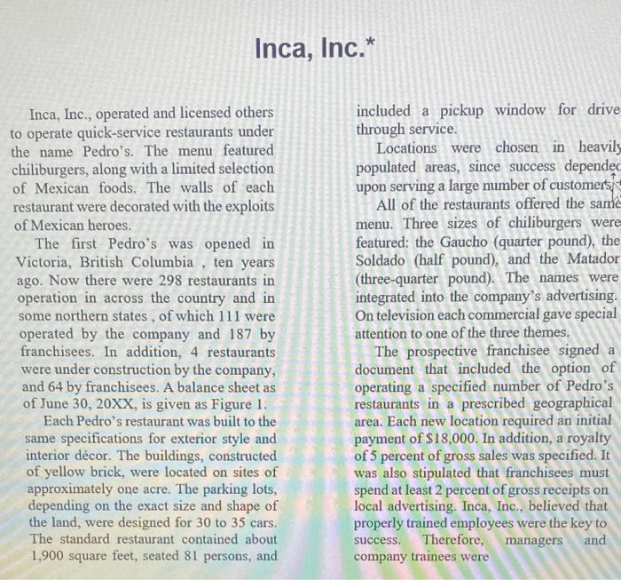 Inca, Inc.* Inca, Inc., operated and licensed others | Chegg.com
