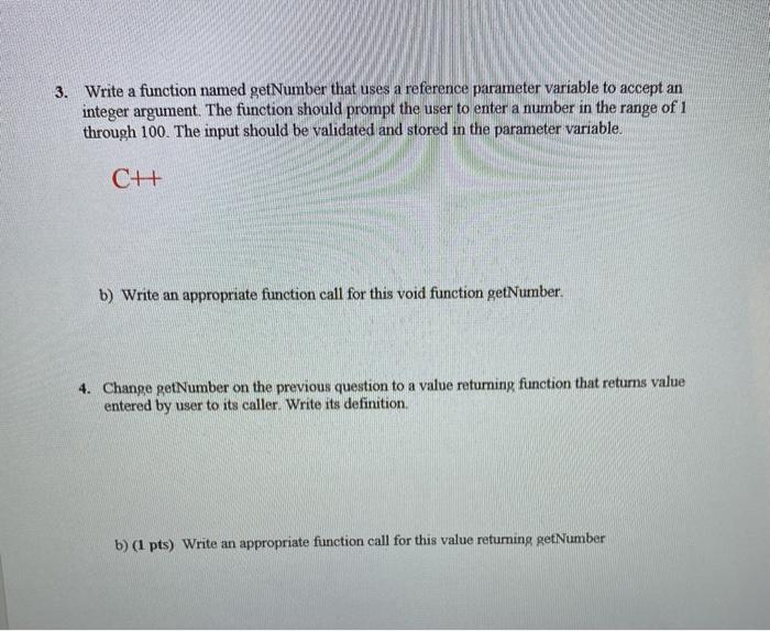 Solved 3. Write a function named getNumber that uses a | Chegg.com