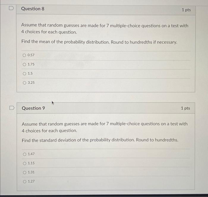 Solved Assume that random guesses are made for 7 | Chegg.com
