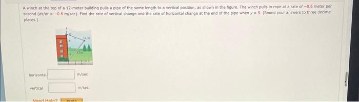 Solved A which at the top of a 12 -meter building puls a | Chegg.com