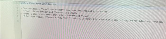 Solved Instructions fron your teacher: - *first* and *second | Chegg.com