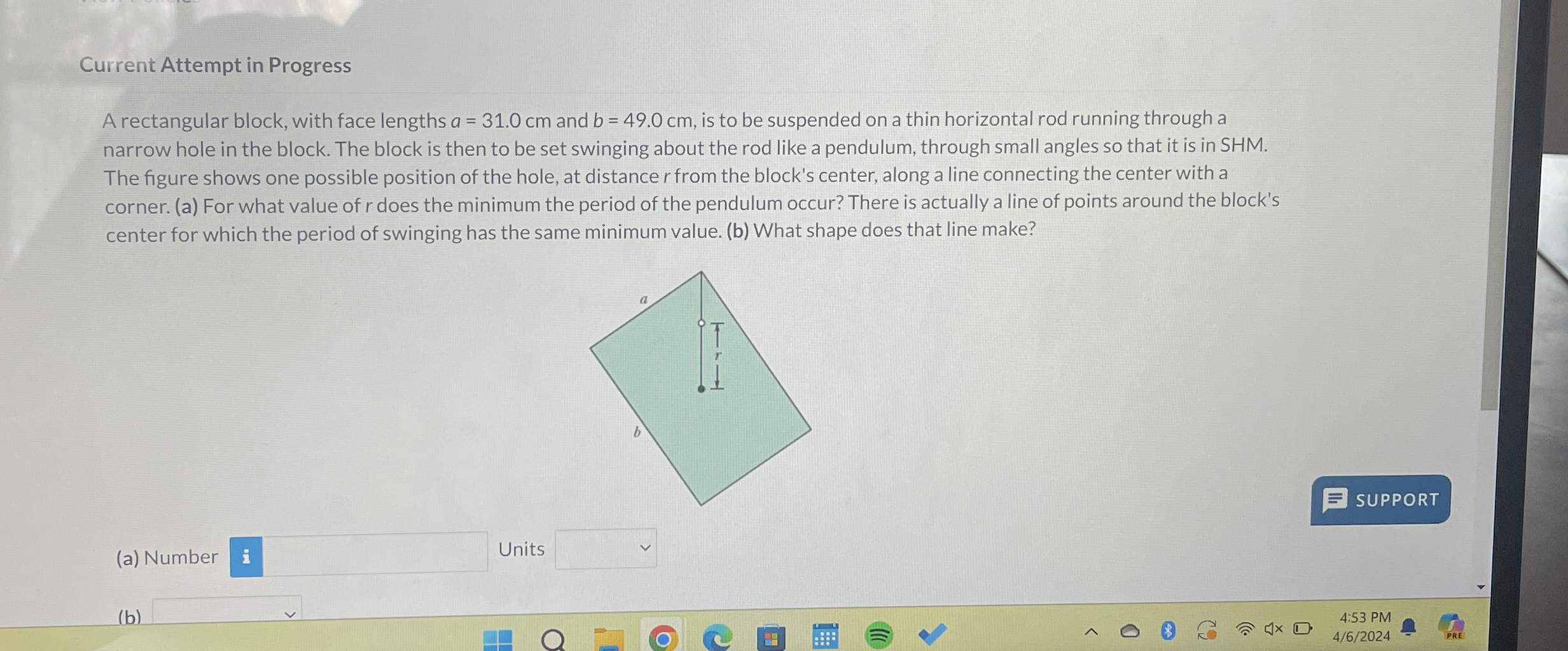 Solved Current Attempt in ProgressA rectangular block, with | Chegg.com