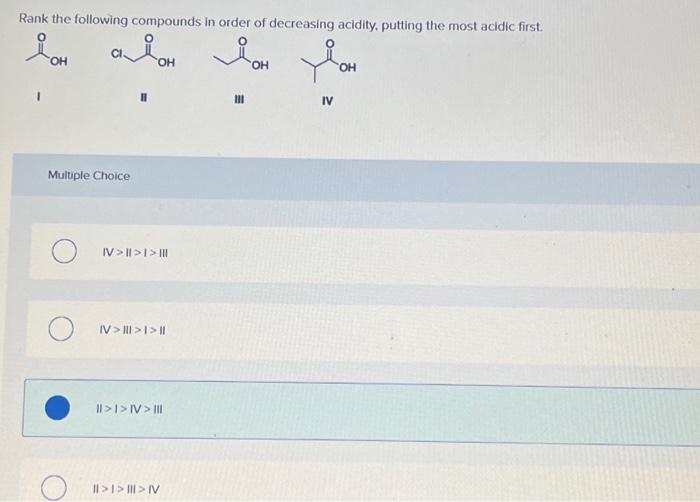 Solved Rank The Following Compounds In Order Of Decreasing
