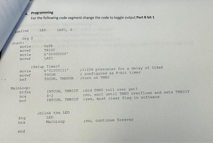 Solved 4. Programming For the following code segment change | Chegg.com