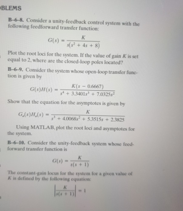 Solved BLEMS B-6-8. Consider a unity-feedback control system | Chegg.com