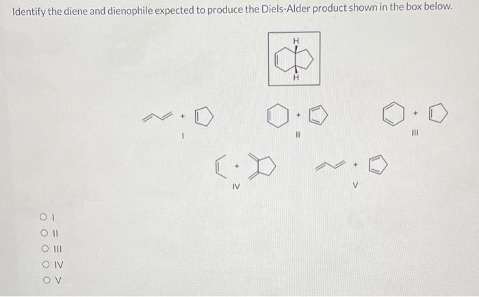 Solved Identify the diene and dienophile expected to produce | Chegg.com