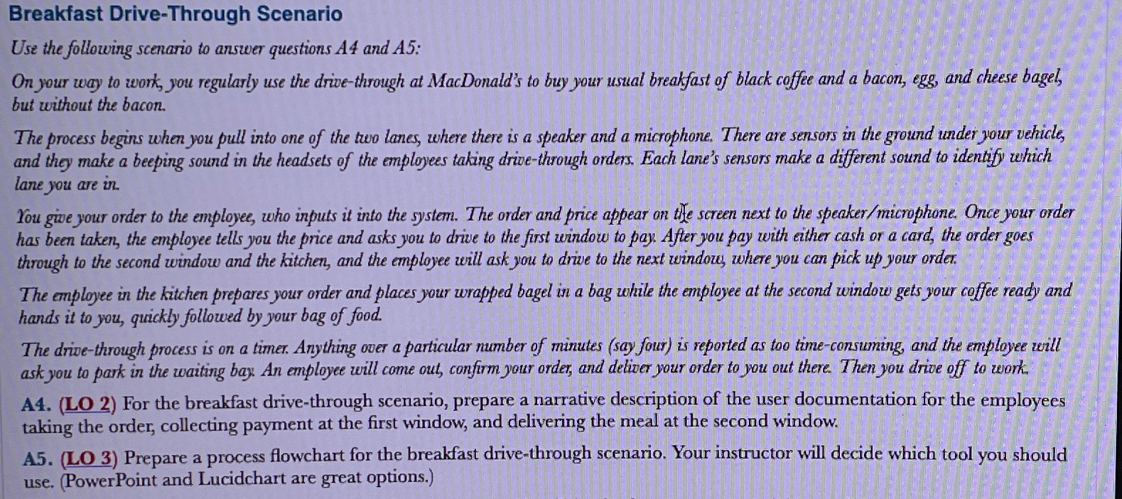 Solved Breakfast Drive-Through ScenarioUse the following | Chegg.com