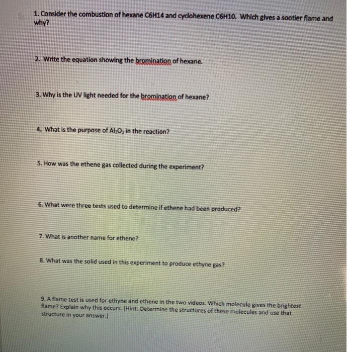Solved 1. Consider the combustion of hexane C6H14 and | Chegg.com