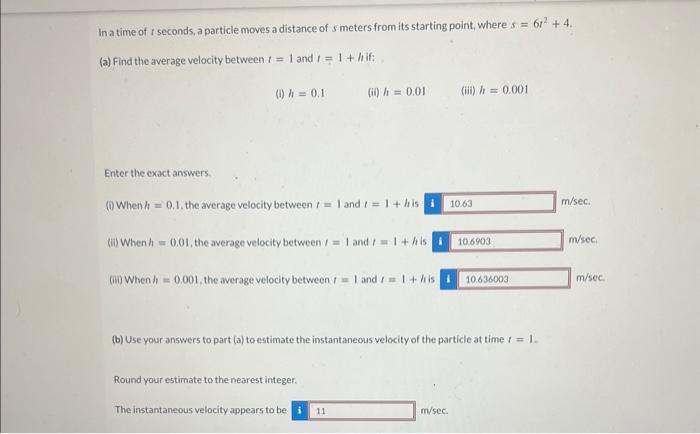 Solved In a time of f seconds, a particle moves a distance | Chegg.com