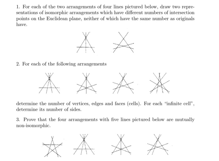 Solved 1. For each of the two arrangements of four lines | Chegg.com