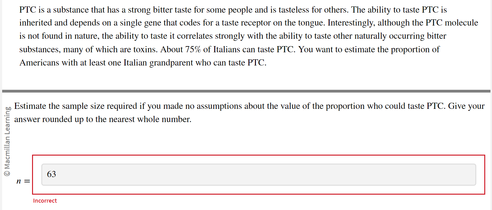 Solved PTC is a substance that has a strong bitter taste for | Chegg.com