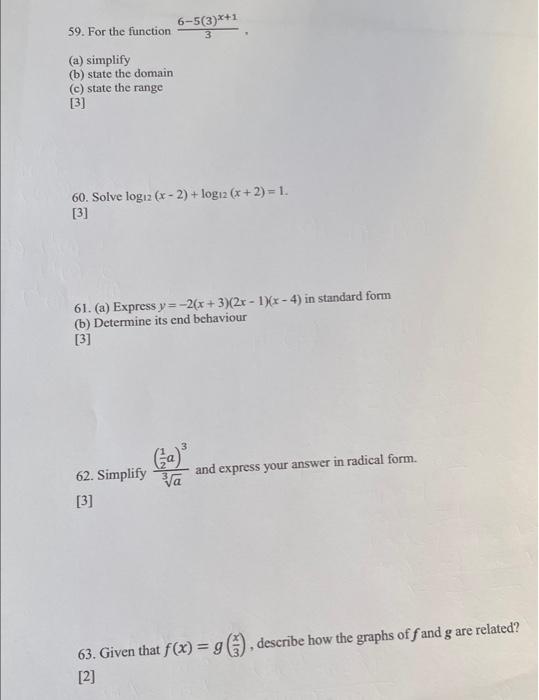 Solved 62. Simplify 3a(21a)3 and express your answer in | Chegg.com