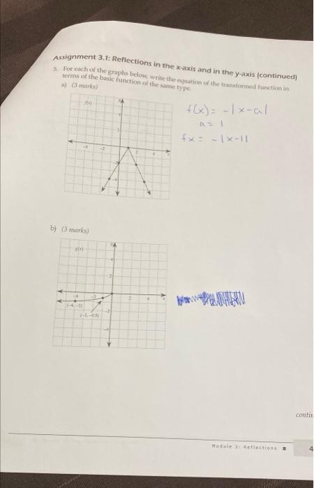 Solved Assignment 3.1: Reflections in the x-axis and in the | Chegg.com