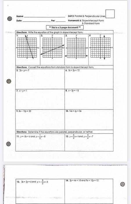Solved Name Unit 3 Paralel And Perpendicular Unet Date