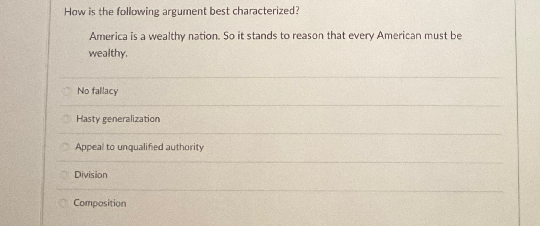 Solved How is the following argument best | Chegg.com