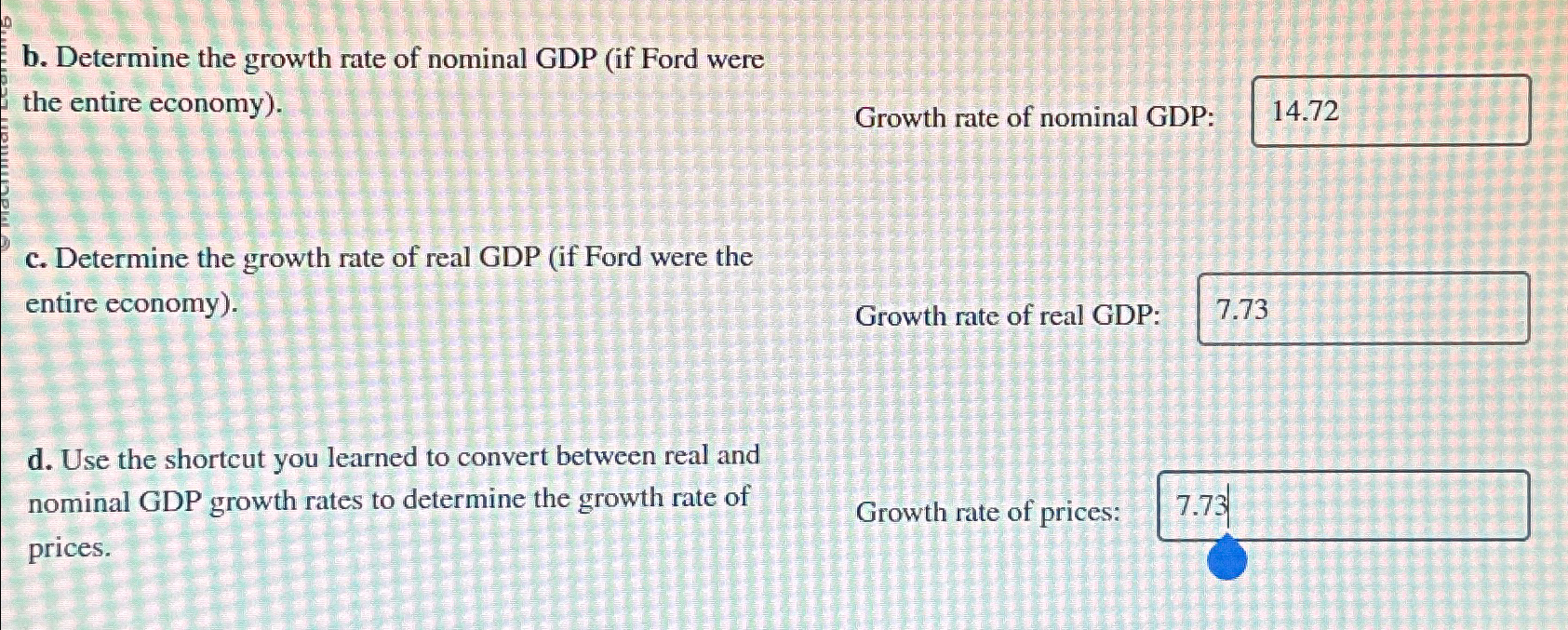 Solved b. ﻿Determine the growth rate of nominal GDP (if Ford | Chegg.com