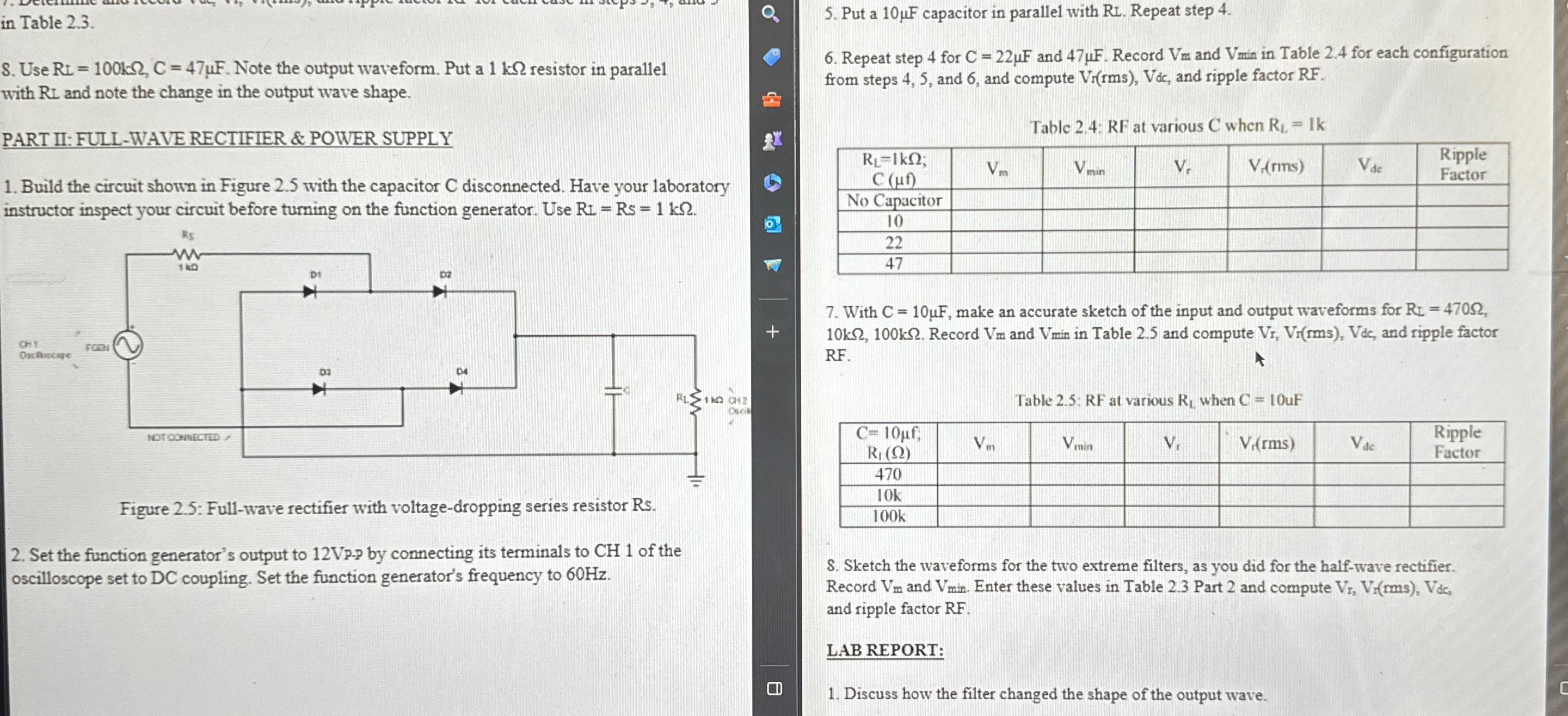 Solved Please simulate the circuit, and fill out the tables. | Chegg.com