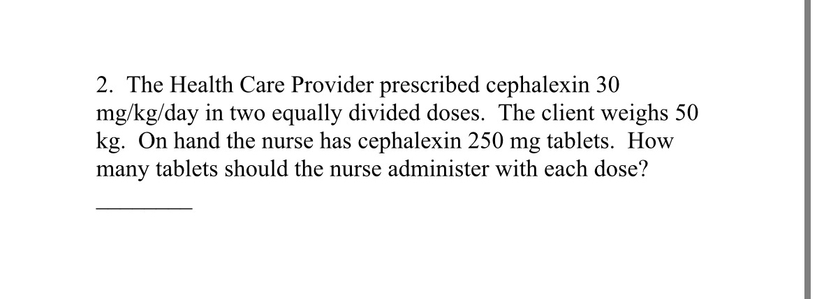 Solved The Health Care Provider prescribed cephalexin | Chegg.com