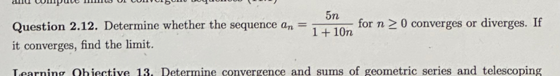 Solved Question 2.12. ﻿Determine whether the sequence | Chegg.com