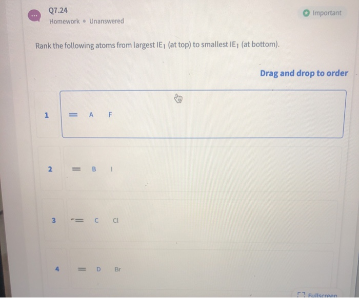 Solved Q7.21 Homework. Unanswered Rank in order from largest | Chegg.com