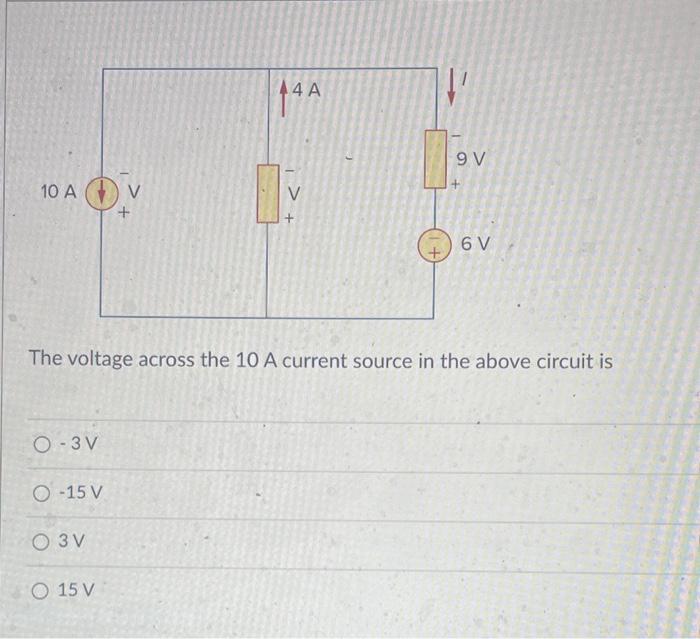 Solved The voltage across the 10 A current source in the | Chegg.com