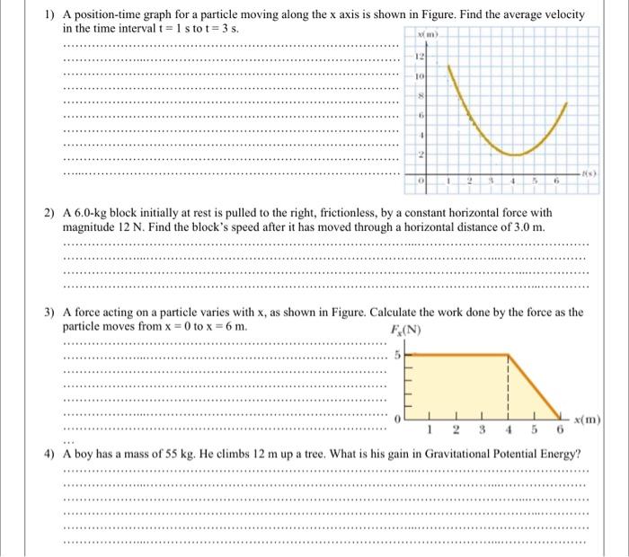 Solved 1) A position-time graph for a particle moving along | Chegg.com