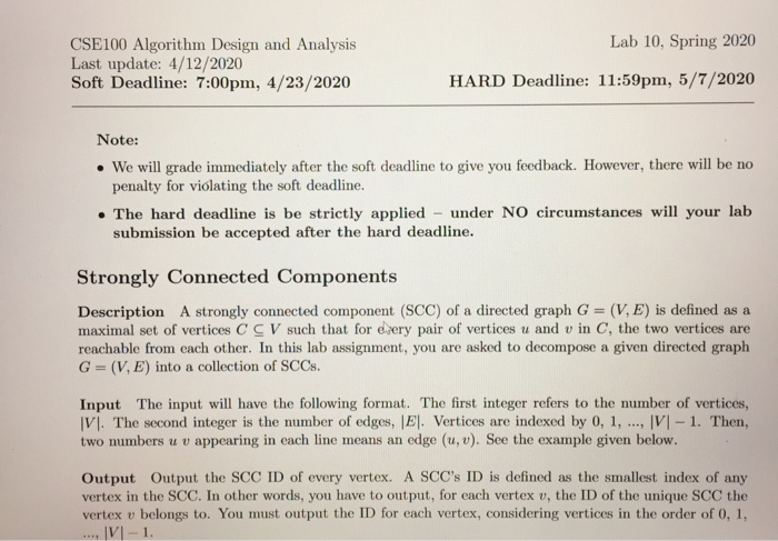 CSE 100 Algorithm Design and Analysis Last update: | Chegg.com