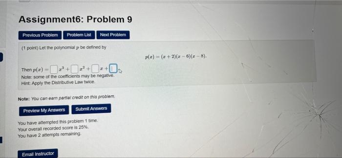 Solved webwork / math-102-001 / assignment6 / 2 Assignment6: | Chegg.com