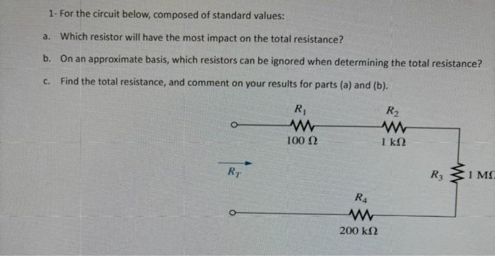 Solved 1- For the circuit below, composed of standard | Chegg.com