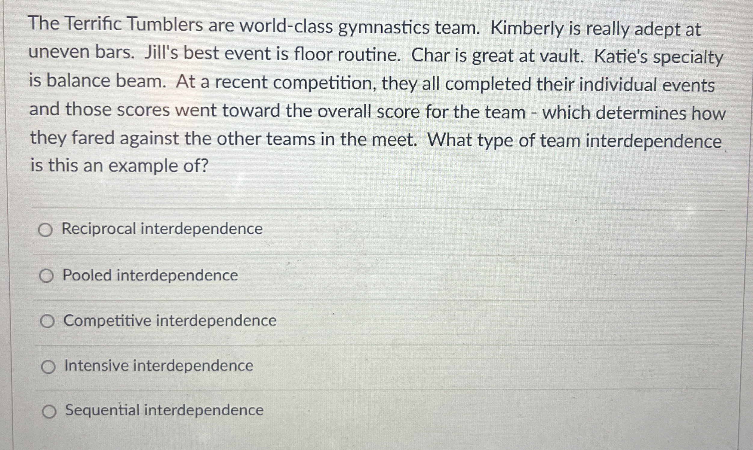 Solved The Terrific Tumblers are world-class gymnastics | Chegg.com