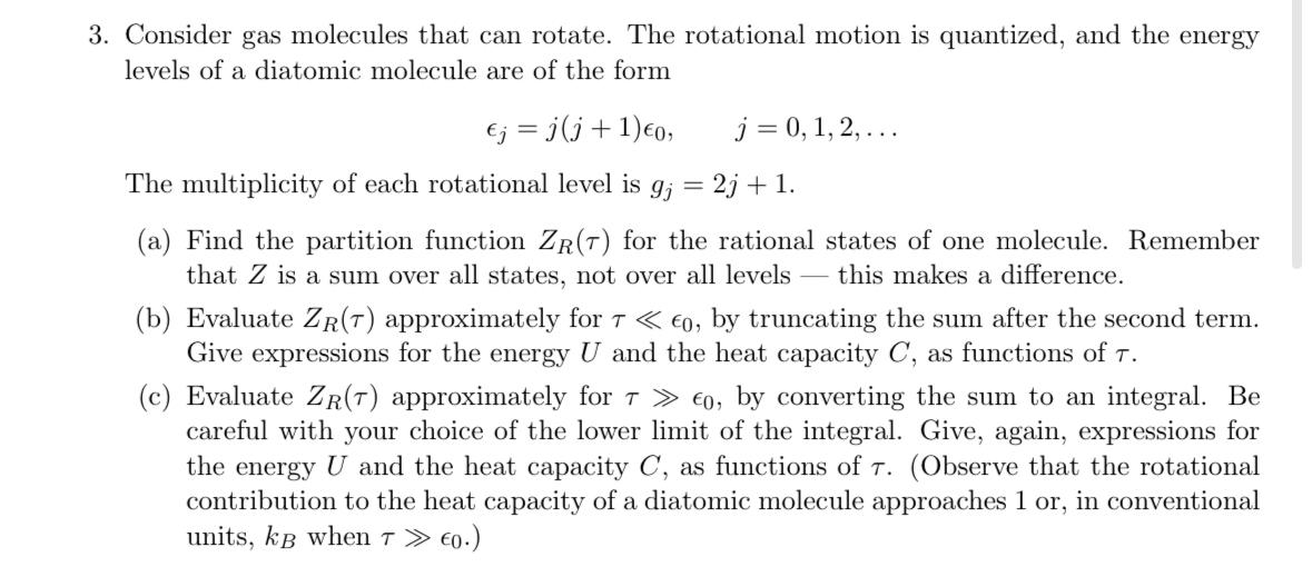 Solved Consider gas molecules that can rotate. The | Chegg.com