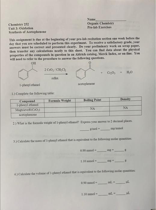 Solved Synthesis of Acetophenone This assignment is due at | Chegg.com