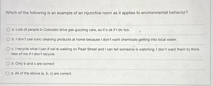 Solved Which of the following is an example of an injunctive | Chegg.com