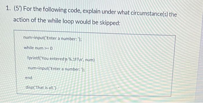 Solved 2. (5) Explain why the following code would result in | Chegg.com