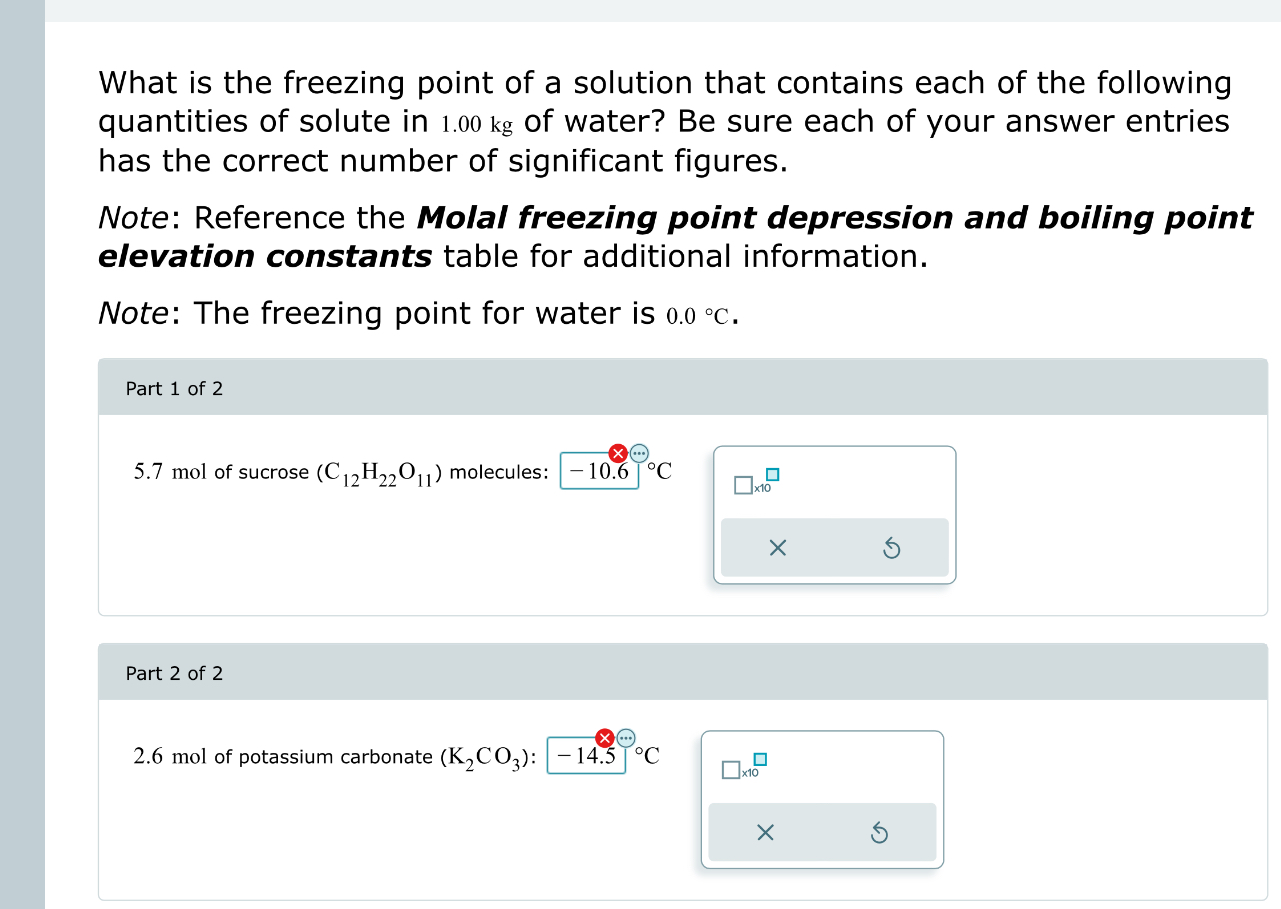 Solved What is the freezing point of a solution that | Chegg.com