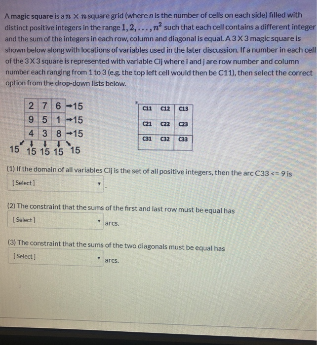 Solved A magic square is an x n square grid (where n is the | Chegg.com