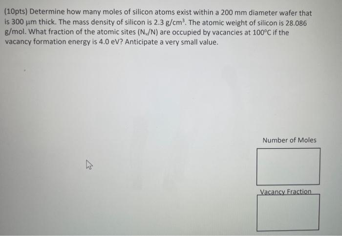 Solved (10pts) Determine how many moles of silicon atoms | Chegg.com