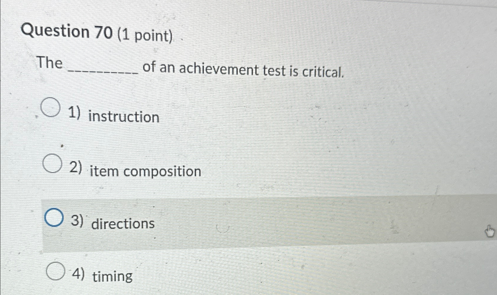 Solved Question 70 (1 point)The of an achievement test | Chegg.com Solved Question 70 (1 point)The of an achievement test | Chegg.com