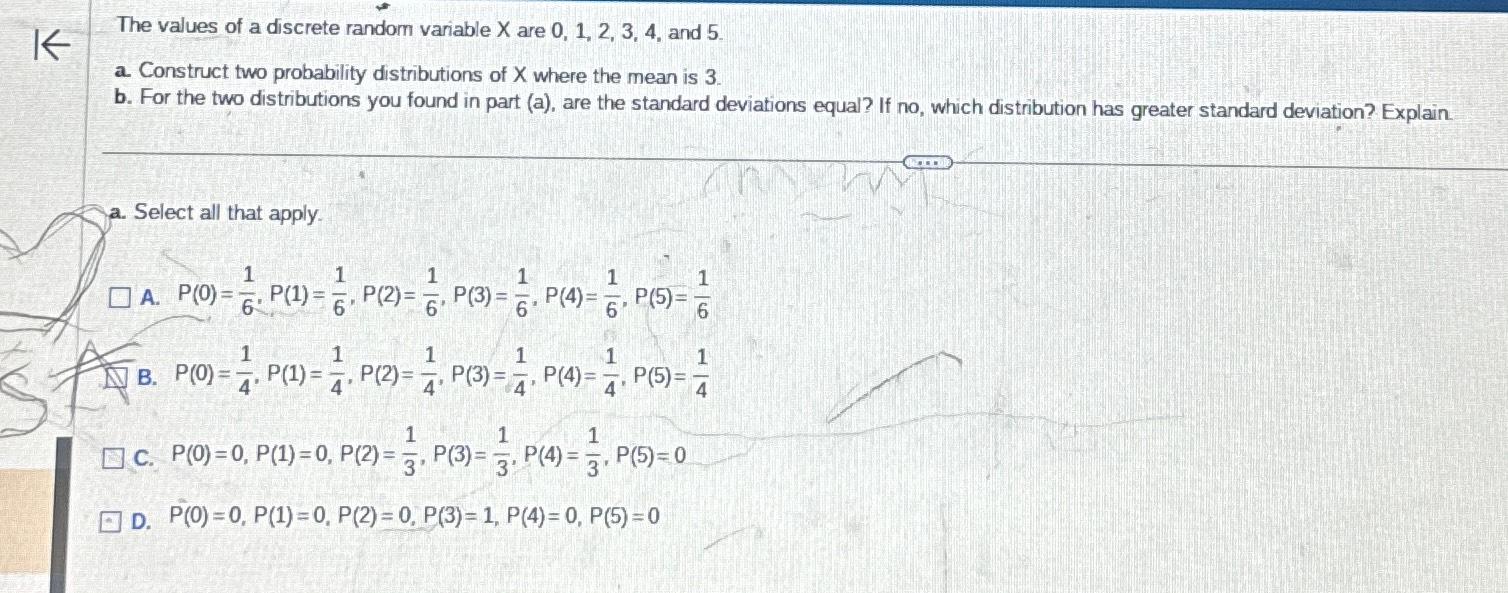 Solved The Values Of A Discrete Random Variable X ﻿are 0797