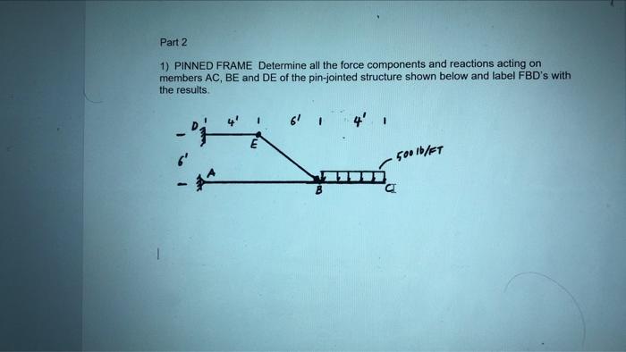 Solved Part 2 1) PINNED FRAME Determine all the force | Chegg.com