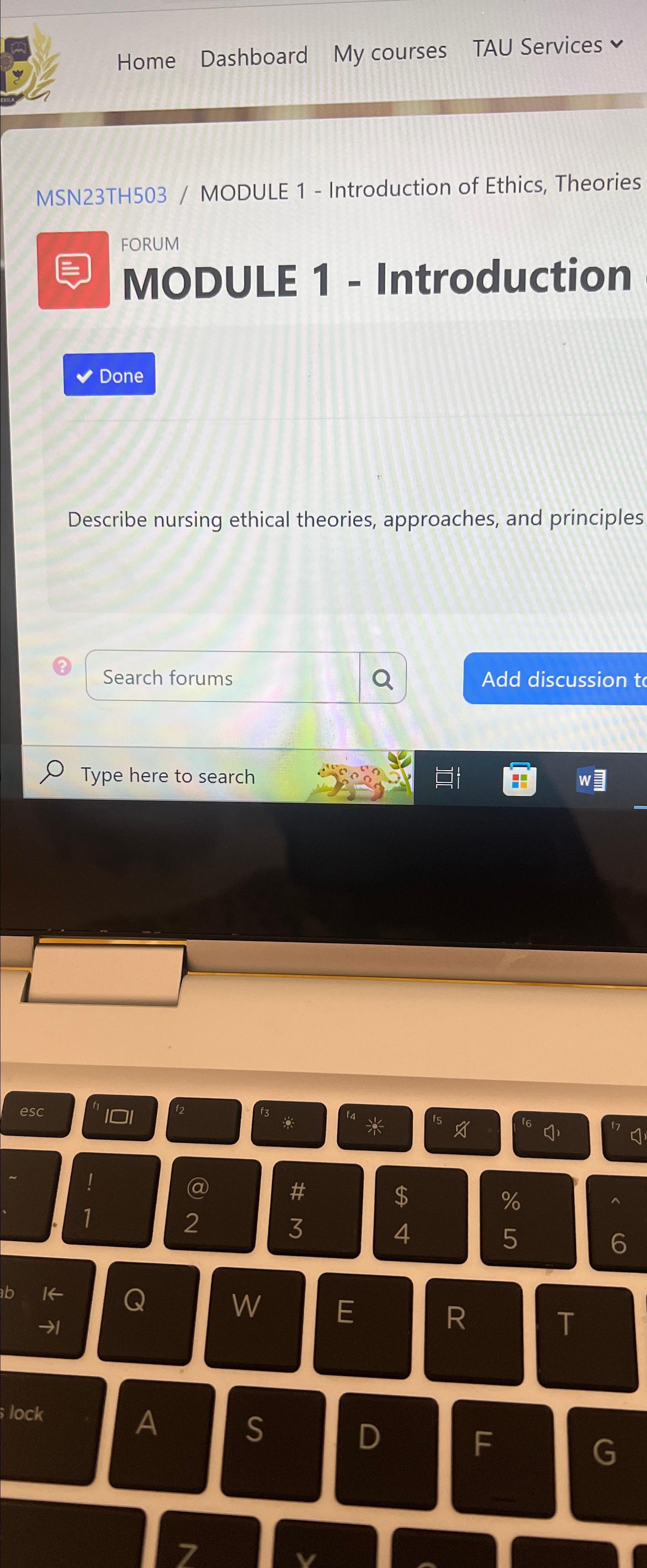 Solved Home Dashboard My courses TAU Services MSN23TH503 / | Chegg.com