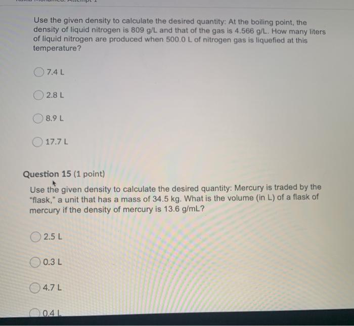 Solved Calculate density: A sample of chloroform, a liquid | Chegg.com