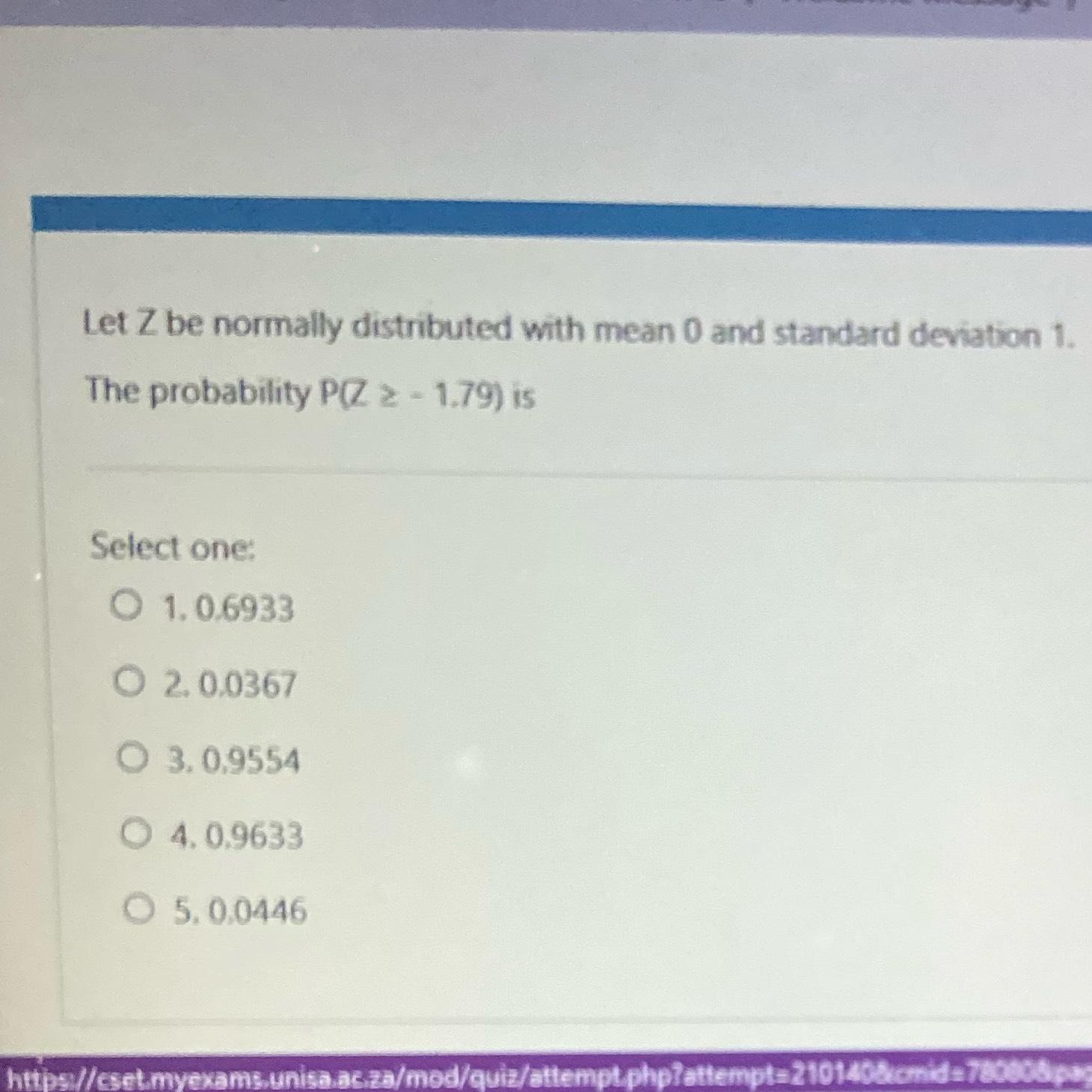 Solved Let Z ﻿be normally distributed with mean 0 ﻿and | Chegg.com