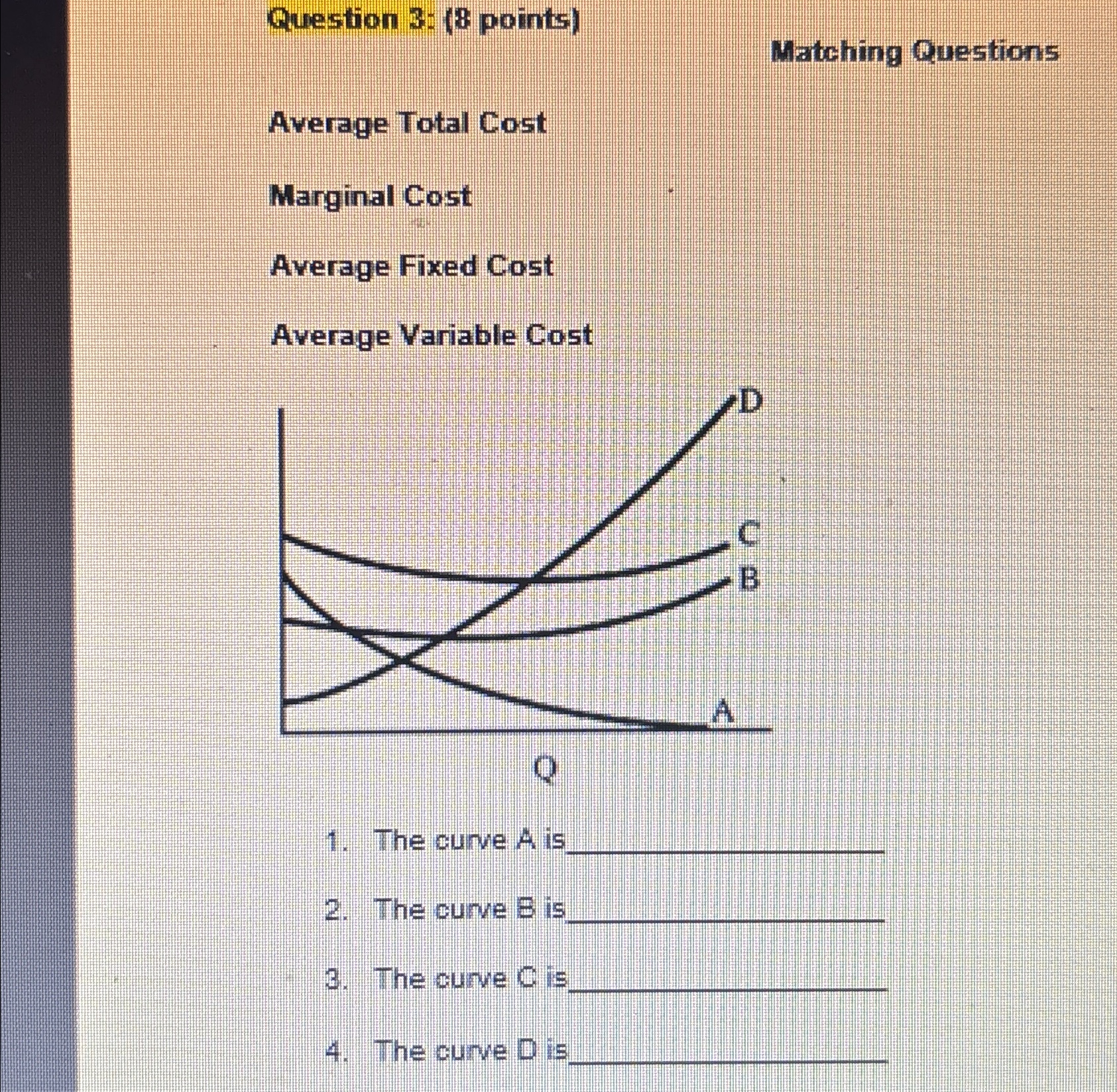 Solved Question 3: (8 points)Matching QuestionsAverage | Chegg.com Solved Question 3: (8 points)Matching QuestionsAverage | Chegg.com