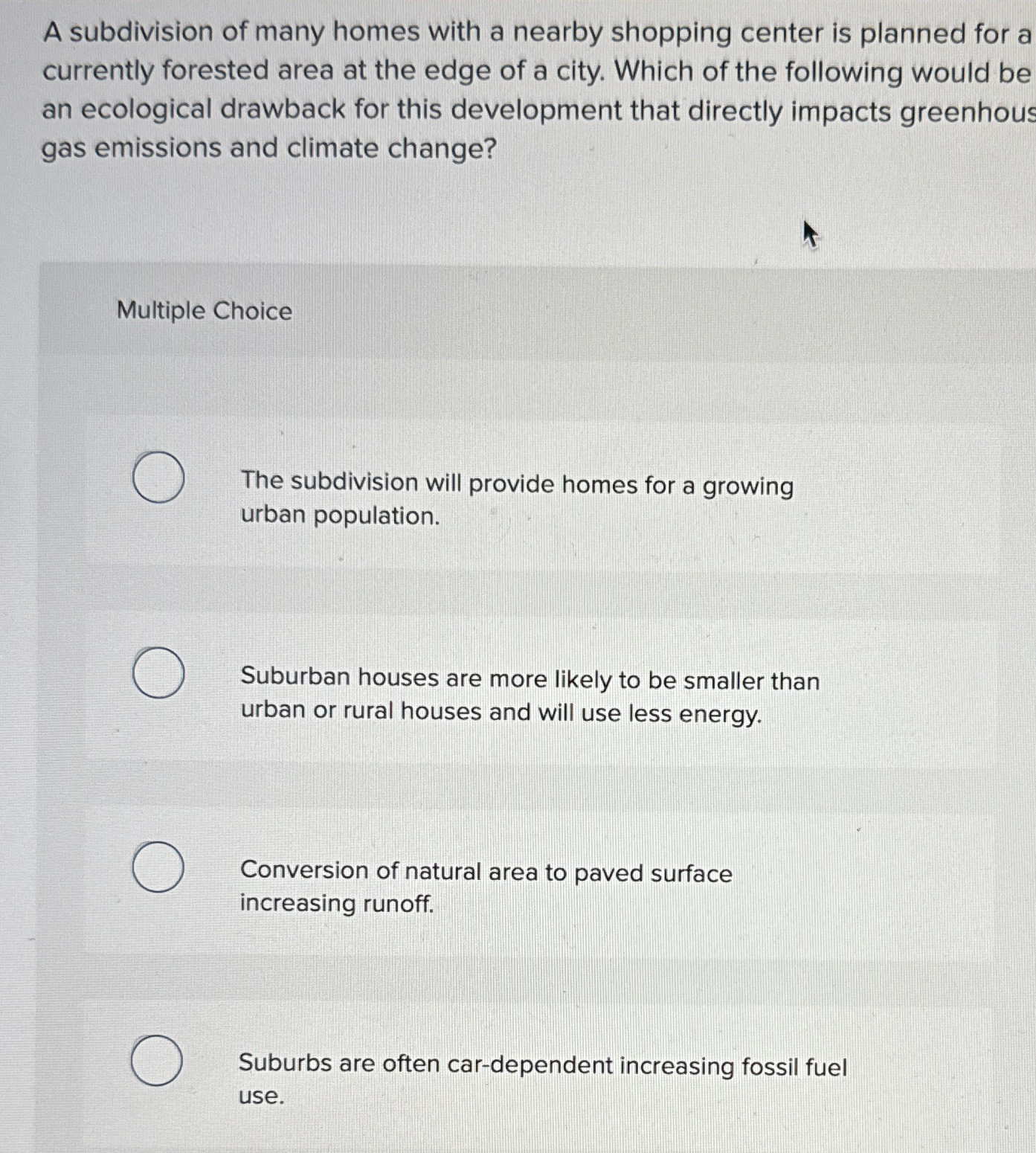 Solved A subdivision of many homes with a nearby shopping | Chegg.com