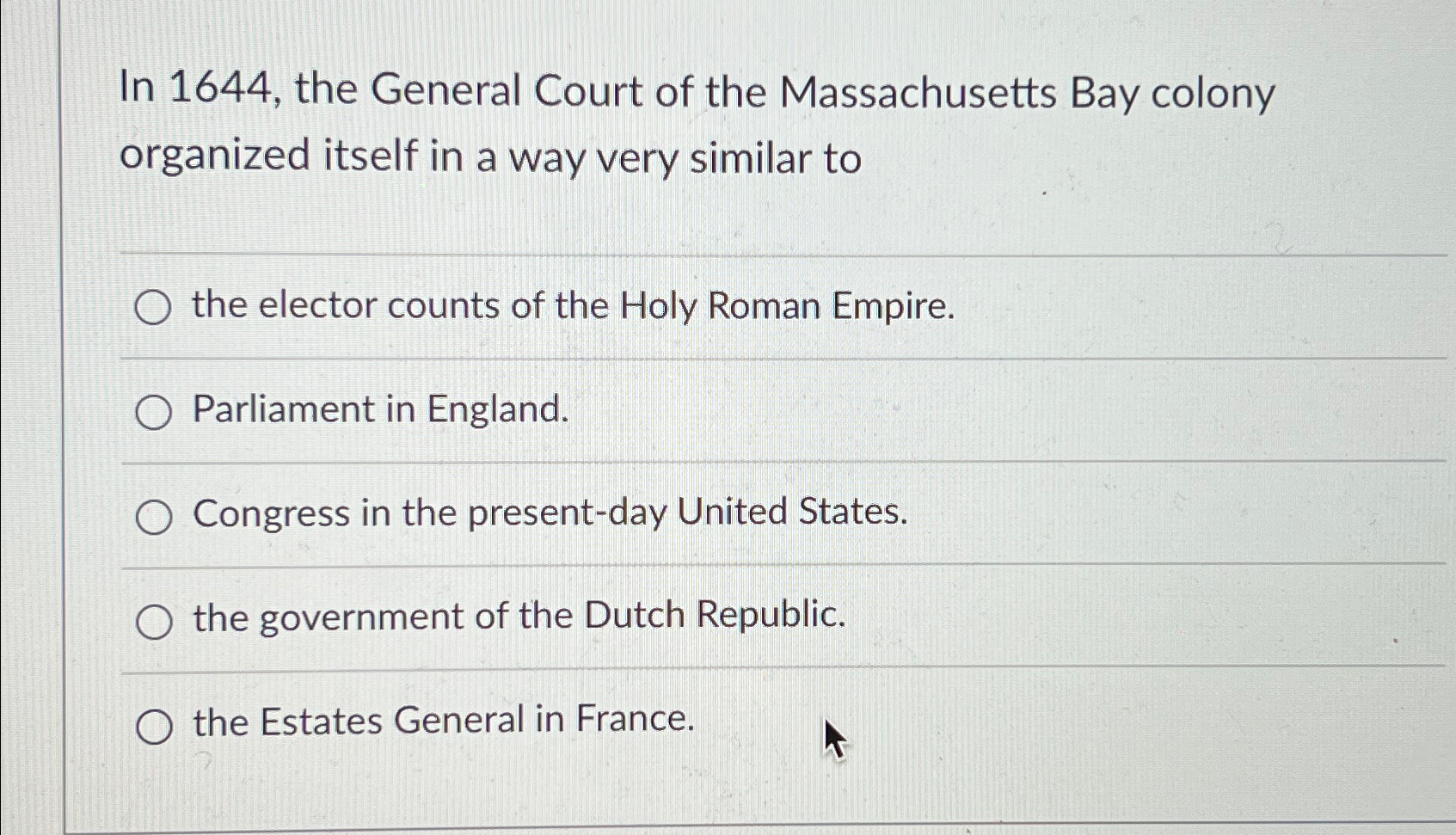 Solved In 1644, ﻿the General Court of the Massachusetts Bay | Chegg.com