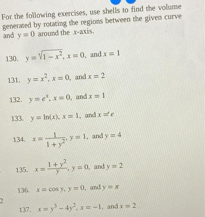 Solved For the following exercises, use shells to find the | Chegg.com